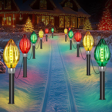 12 Pack Jumbo C9 Christmas Lights Outdoor, 44 Ft Extra Long String ...