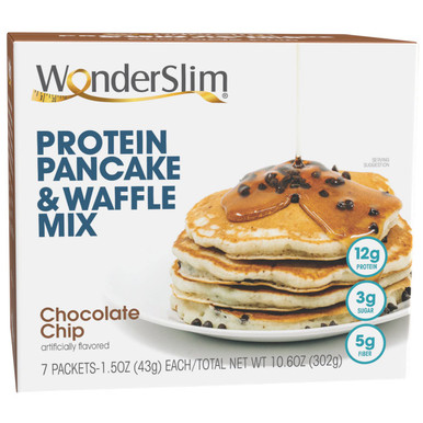 Wonderslim Protein Pancake & Waffle Mix, Chocolate Chip, Low Sugar, 5G ...