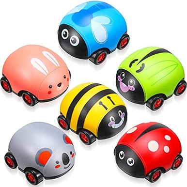 Skylety 6 Pieces Animals Pull Back Cars Friction Powered Push And Go ...