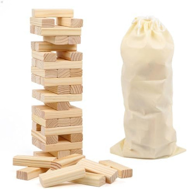 Canuan 54Pcs Classic Block Stacking Board Game Wooden Blocks Stacking ...