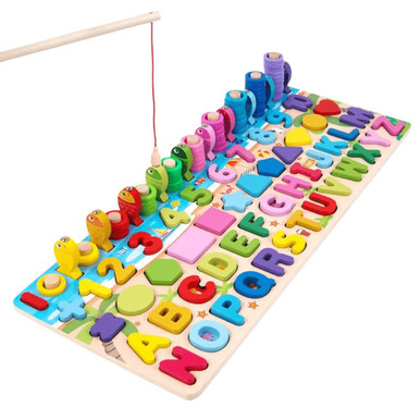 Neddicky 6-In-1 Wooden Montessori Toy – Fishing, Alphabet, Numbers ...