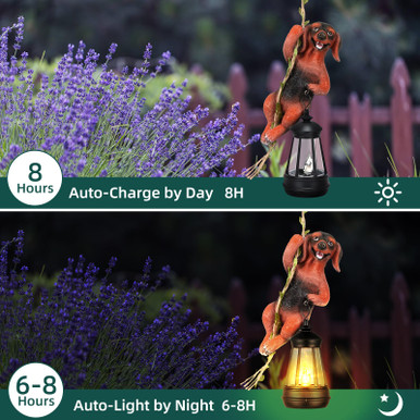 Gerrii Solar Light Outdoor Statues Resin Animal Upside Down With Led ...