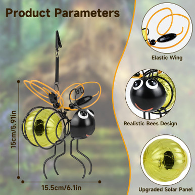 Highxin Solar Hanging Bees Lights 2 Packs - Cute Solar Insect Lights ...