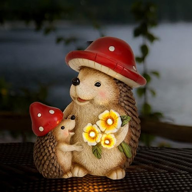 Smadeer Solar Hedgehog Garden Statue Lights For Outdoor Decor Resin ...