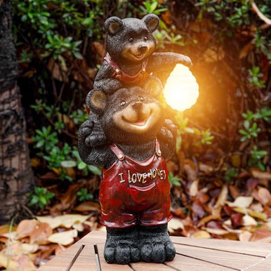The Roo Brand Black Bear Beehive Solar Light Figurine - Outdoor ...