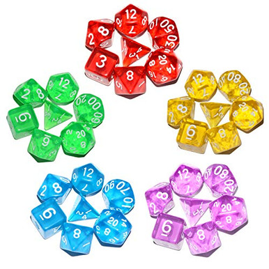 Anduin Wind DND Dice 5×7 Sets 35Pieces Transparent Rainbow Polyhedral ...