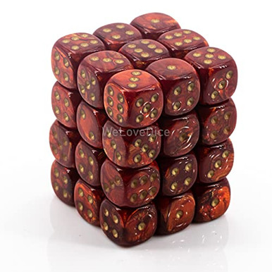 Chessex Dice d6 Sets: Scarab Scarlet with Gold - 12mm Six Sided Die (36 ...