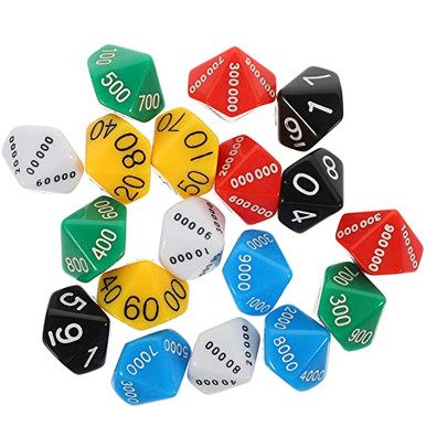 COHEALI 18pcs Place Value Dice Set - Assorted Color Math Learning Dice ...