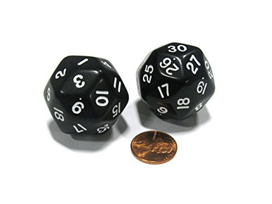 Koplow Games Set of 2 Triantakohedron D30 30 Sided 33mm Jumbo Dice ...