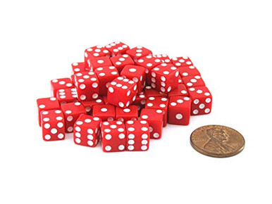 Koplow Games Set of 50 8mm Six-Sided D6 Small Square-Edge Dice - Red ...