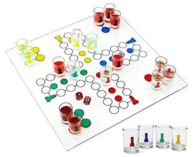 Matty's Toy Stop Ludo Drinking Game (Parcheesi) with 16 Shot Glasses 2 ...