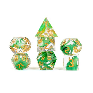 Metallic Dice Games FanRoll Sharp Edge Resin DND Dice Set: Frog Dice ...