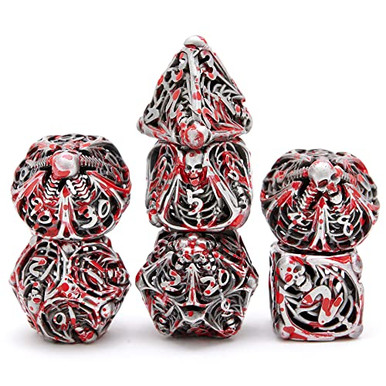 MIYUDAIS Hollow Metal DND Game Dice Skulls Ancient Bloodstain 7Pcs Set ...