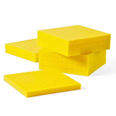 Hand2Mind Yellow Plastic Base Ten Blocks Flats Set, Place Value Blocks ...