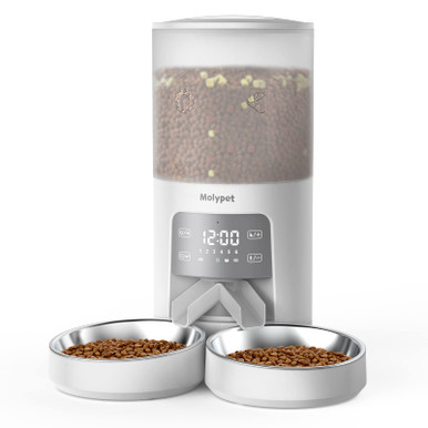 Molypet Automatic Cat Feeders - 6L Cat Food Dispenser With Double Bowls ...