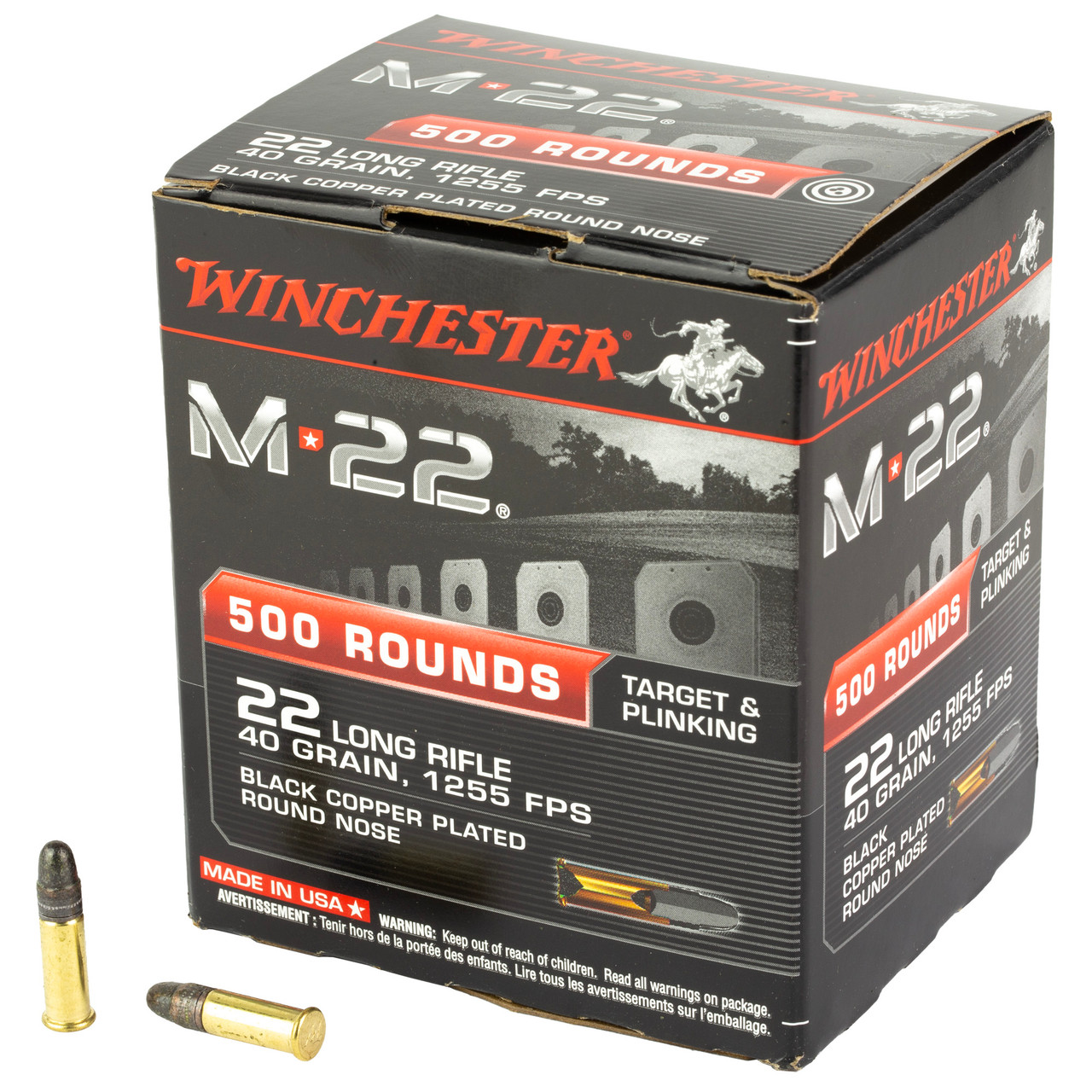 Buy Winchester M-22 Copper Plated Round Nose 40 Grain .22 Long Rifle ...