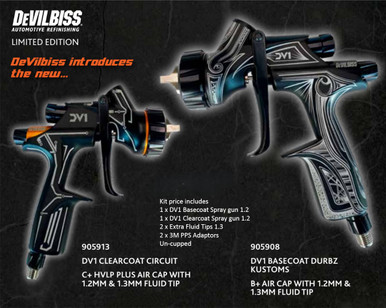 DeVilbiss DV1 Basecoat & Clearcoat Limited Edition Spray Gun Kit ...