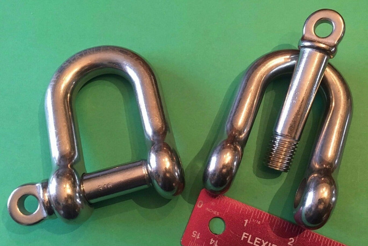 Stainless Steel 316 D Shackle 5/8" (16mm) Marine Grade Dee Rigging - US ...