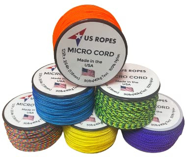 US Ropes 6 Pack Tactical Nylon Micro Cord 1.18mm X 125ft Lightweight ...