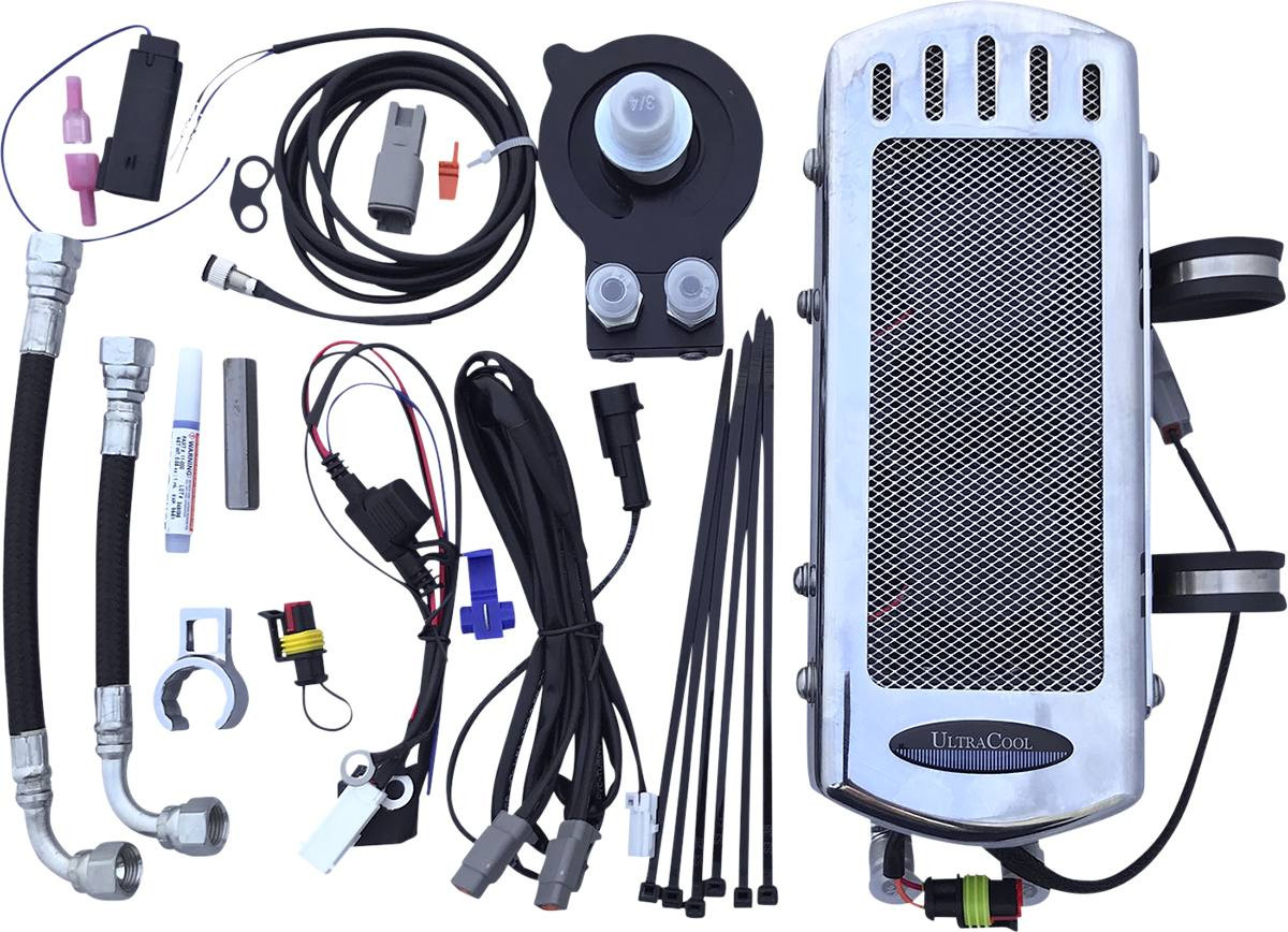 Ultracool - SMS8-1C - Side Mount Oil Cooler Kit - Chrome - M8 Softail