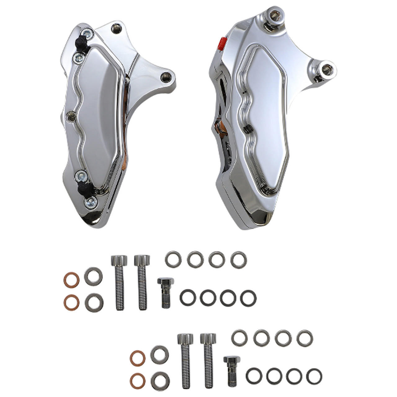 Hawg Halters Chrome 6-Piston Front Direct Bolt-On Dual Disc Brake ...