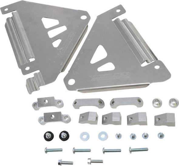 Works Connection - 18-300 - Radiator Brace Set - Silver - Kawasaki