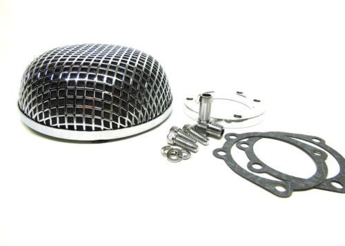 V-Twin Round Mesh Air Cleaner - Chrome Fits Harley CV Type Carburetor