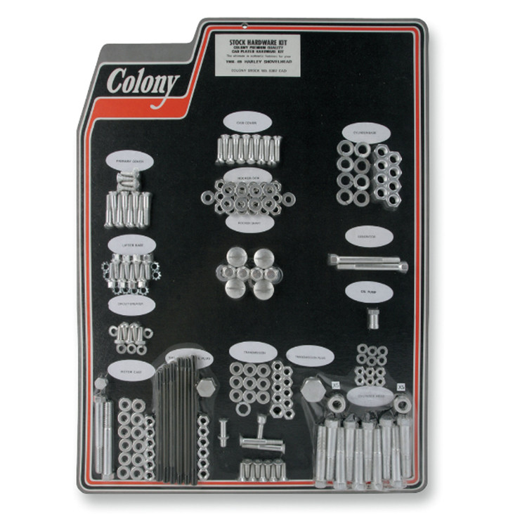Colony - 8307 Cadmium Complete Stock Hardware Kit fits '66-'69 ...