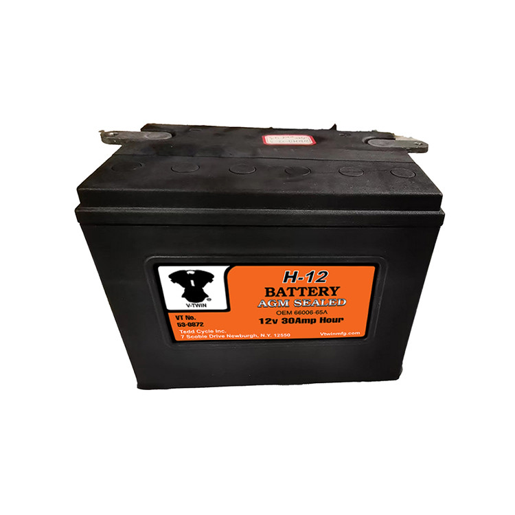 V-Twin H-12 Sealed AGM Battery fits '65-'84 FLH, '67-'78 Sportster ...