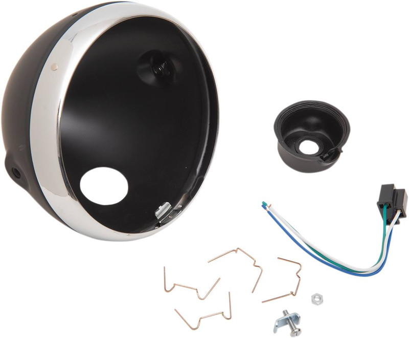 Emgo - 66-65068 - Lucas Style Headlight Shell - 7" - Black