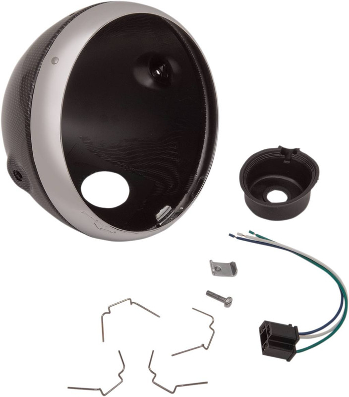Emgo - 66-65069 - Lucas Style Headlight Shell - 7" - Faux Carbon