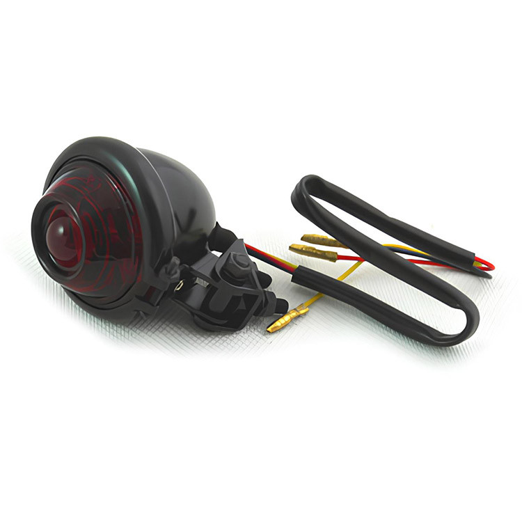V-Twin Round LED Tail Light - Black w/ Red Lens