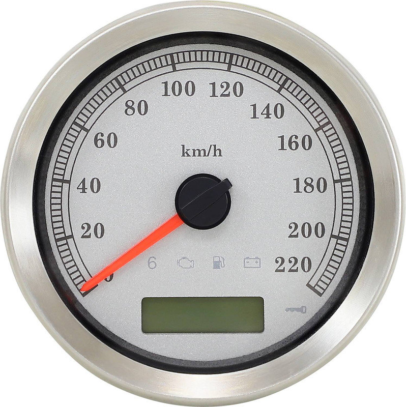Drag Specialties - 22100461 - Programmable Speedometer - Silver Face - KM/H