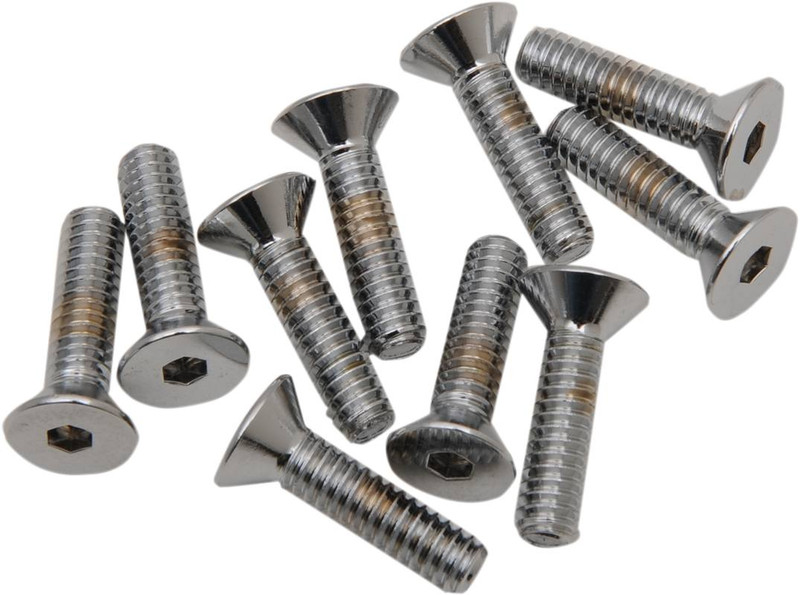 Drag Specialties - DS192359 - Bolts - Flat-Head - Chrome - 1/4"-20 x 3/4"
