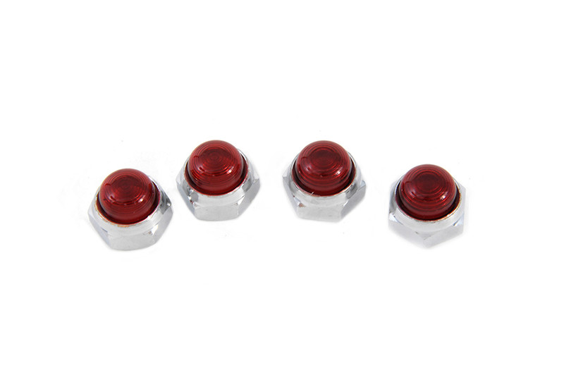 V-Twin - 12-0525 - Red Rocker Arm Shaft End Caps