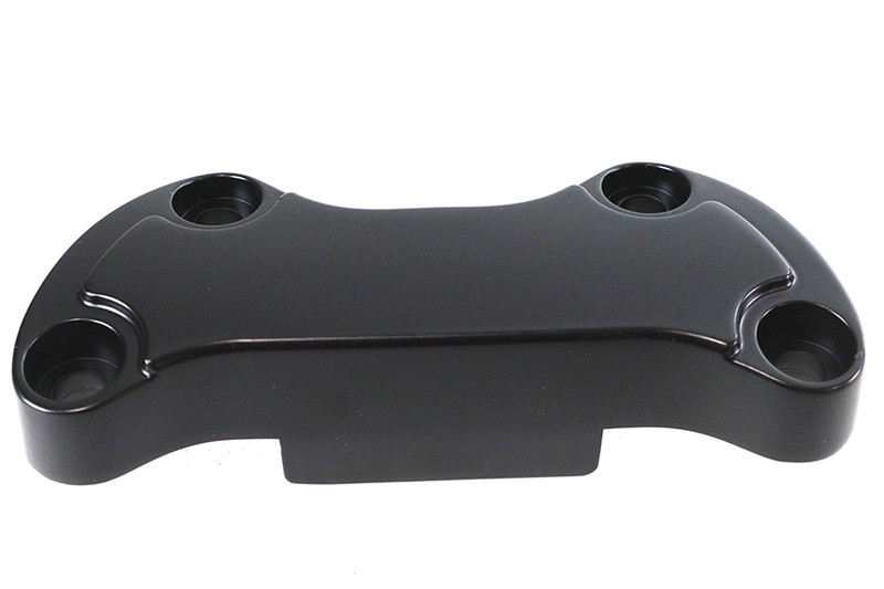 V-Twin - 25-0593 - Black Smooth Handlebar Clamp Cover with Skirt