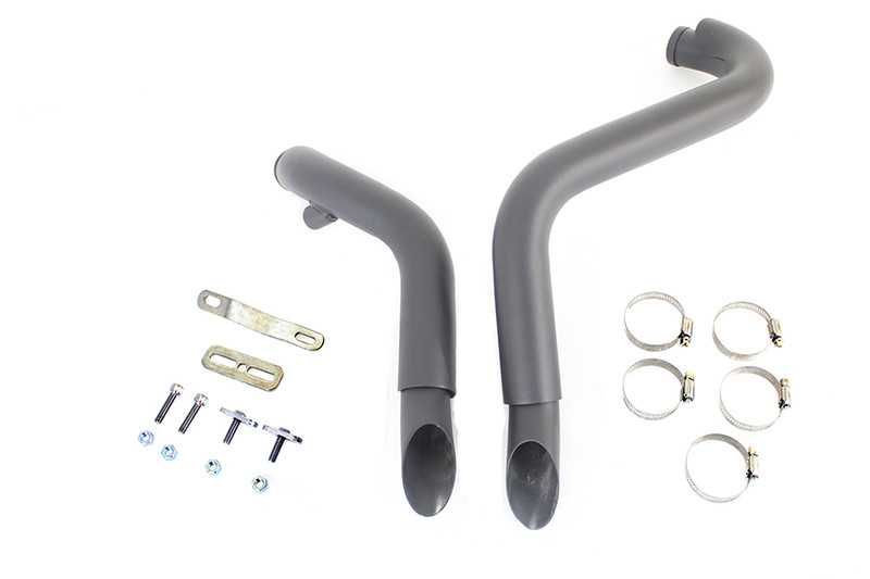 V-Twin - 30-0021 - Straight Down Drag Pipe Set Black with Heat Shields