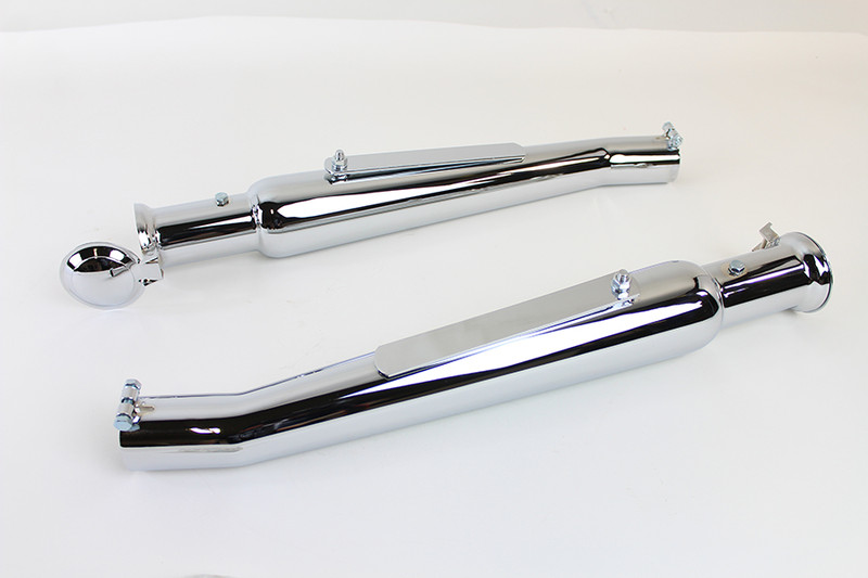 V-Twin - 30-0848 - Chrome Megaphone Upsweep Muffler Set