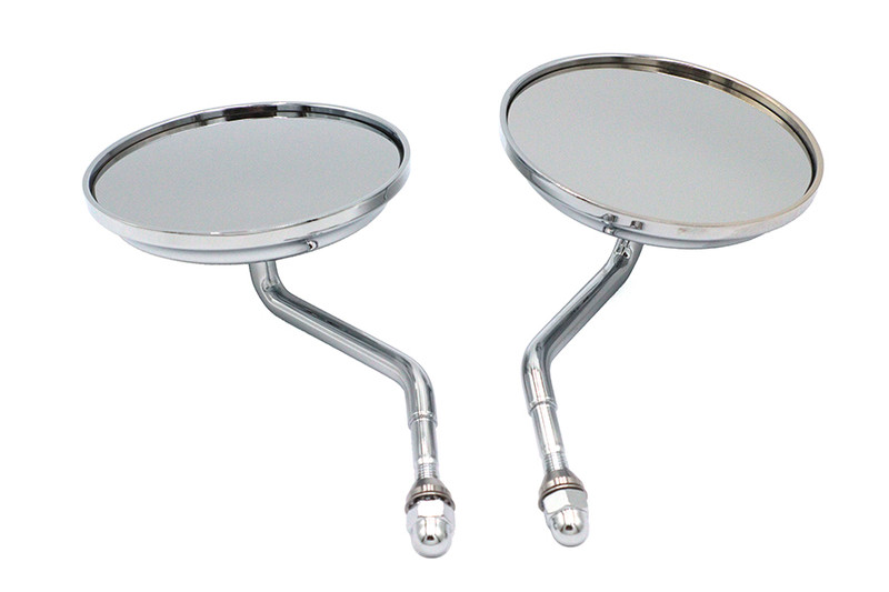 V-Twin - 34-0018 - Air Flow Mirror Set with Steel Stems Chrome