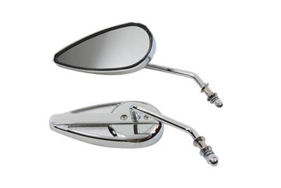 V-Twin - 34-0330 - Teardrop Mirror Set with Round Stems Chrome