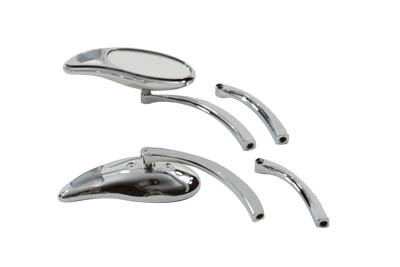 V-Twin - 34-0357 - Teardrop Mirror Set with Solid Billet Stems Chrome
