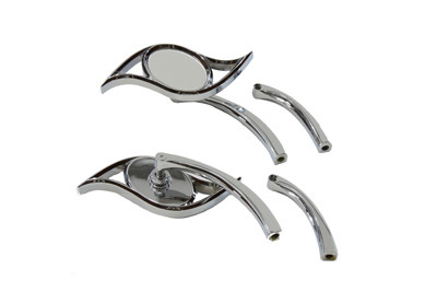 V-Twin - 34-0768 - Villain Mirror Set with Curved Stems Chrome