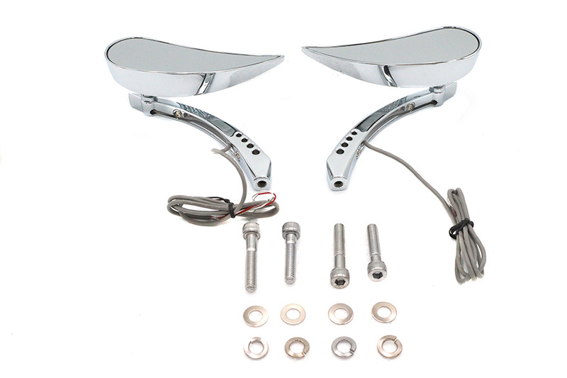 V-Twin - 34-8220 - Billet Teardrop Mirror Set
