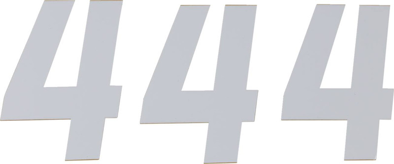 D'Cor Visuals - 43100955 - Race Number Plate - #4 - White - 6"