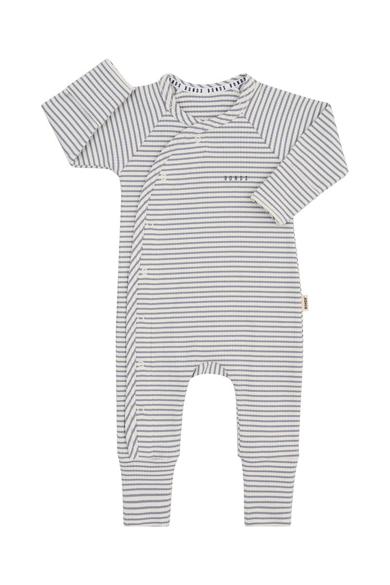 Bonds Newbies Wide Needle Rib Coverall - Paris Purple - Babies.co.nz