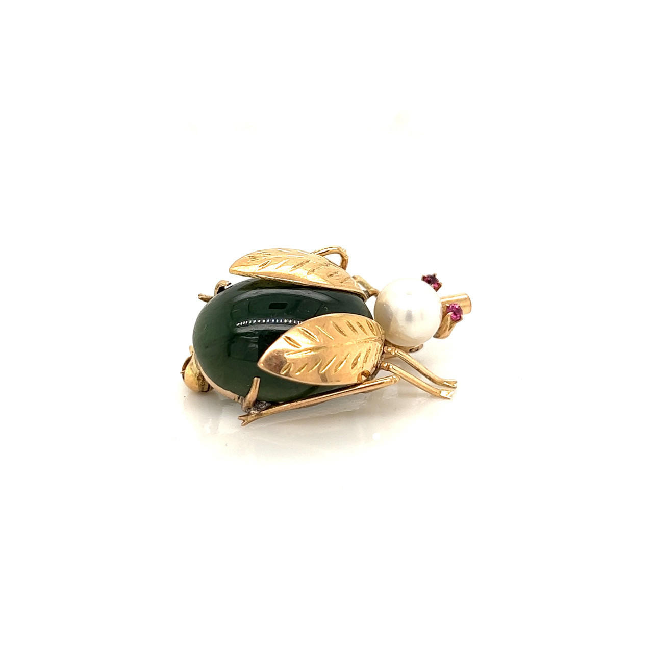 Jade Beetle Insect Brooch