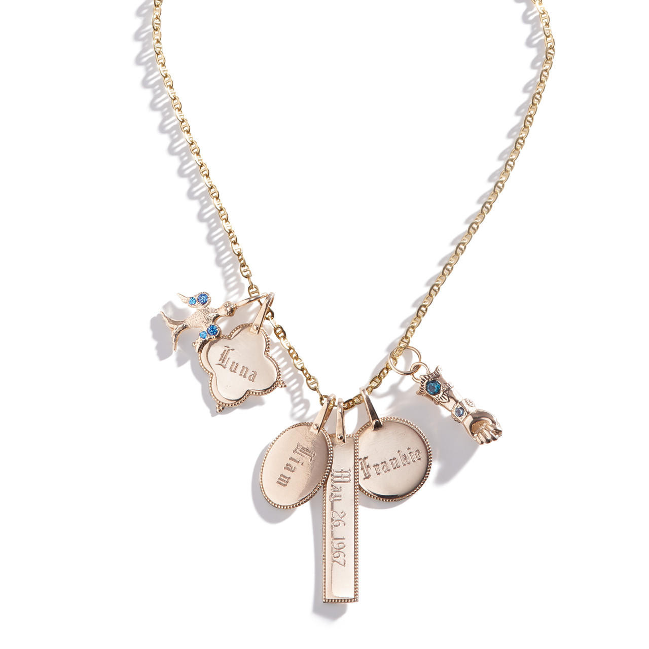 Gold Figa Charm | Gold Petite Figa Birthstone Cuff Pendant