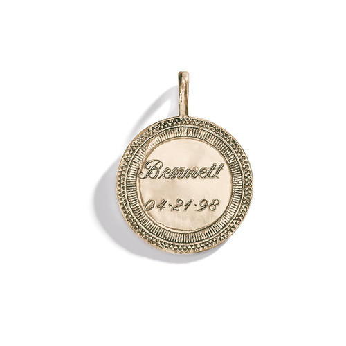 Gold Reeded Edge Token | Personalized Mothers Token Charm