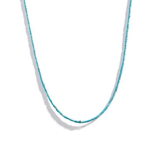 Turquoise Thread Stone Strand with Gold Clasp