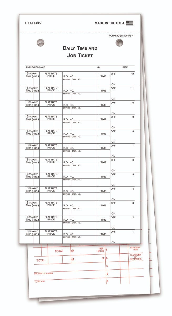 Job Time Tickets DSA-126-PSN